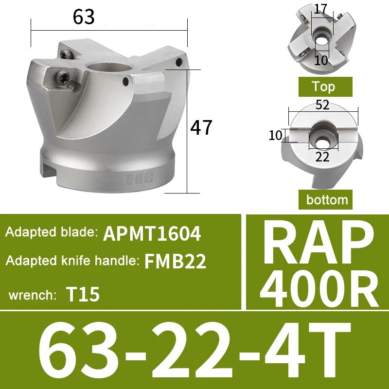 Угловая режущая головка для отходов RAP 400R 300R 40-22-3T 63-22-4T 80-27-5T Головка торцевой фрезы из легированной стали Центрующие станки с ЧПУ RAP400R-63-22-4T
