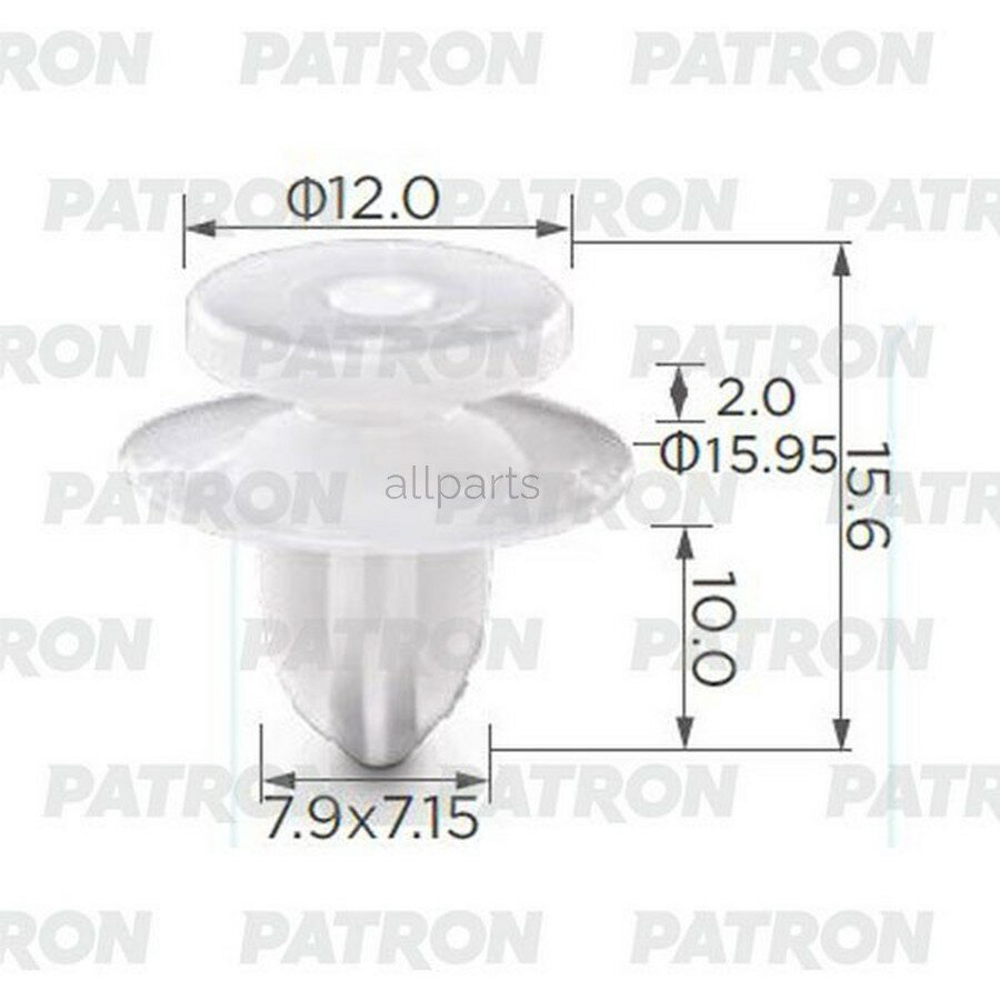 PATRON P37-0277A Клипса пластмассовая (упаковка 100шт) обшивка двери (серая) MAZDA