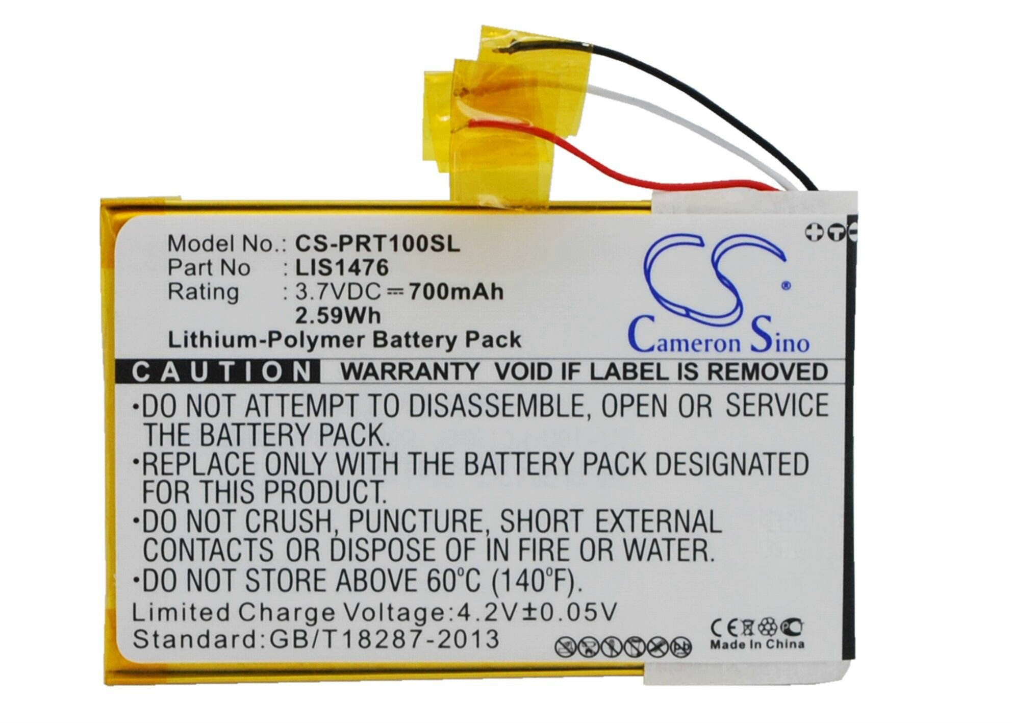 Аккумулятор для электронной книги Sony PRS-T1, PRS-T2, PRS-T3, LIS1476 - CS-PRT100SL от компании Cameron Sino