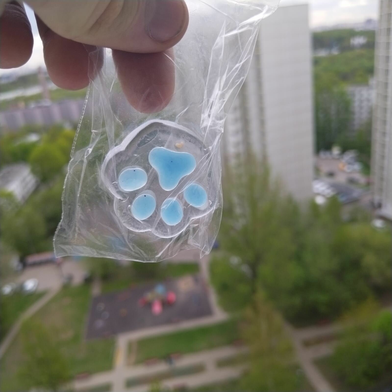 Лапка сквиш 9 см голубой