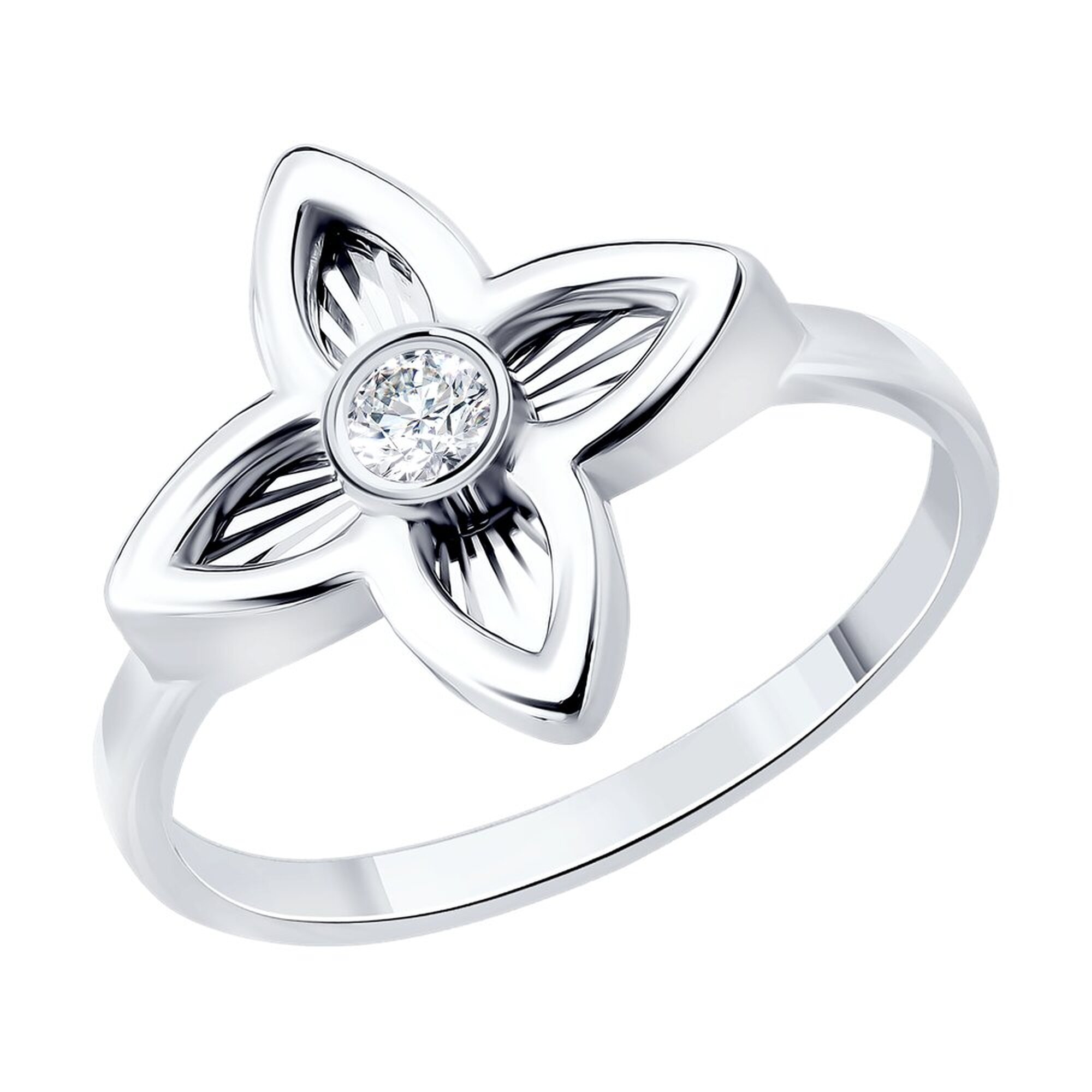 Кольцо, серебро, 925 проба, родирование, фианит