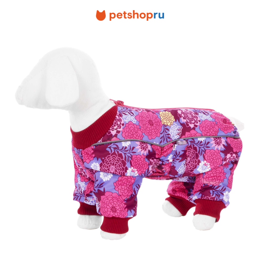 Yami-Yami одежда Комбинезон для собак на флисе с рисунком "цветы" на девочку, M, спинка 23 см