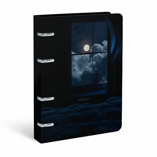 Тетрадь со см. блоком 120 л. А4 кл. на кольцах LOREX NIGHT SHIFT мел. карт, soft touch