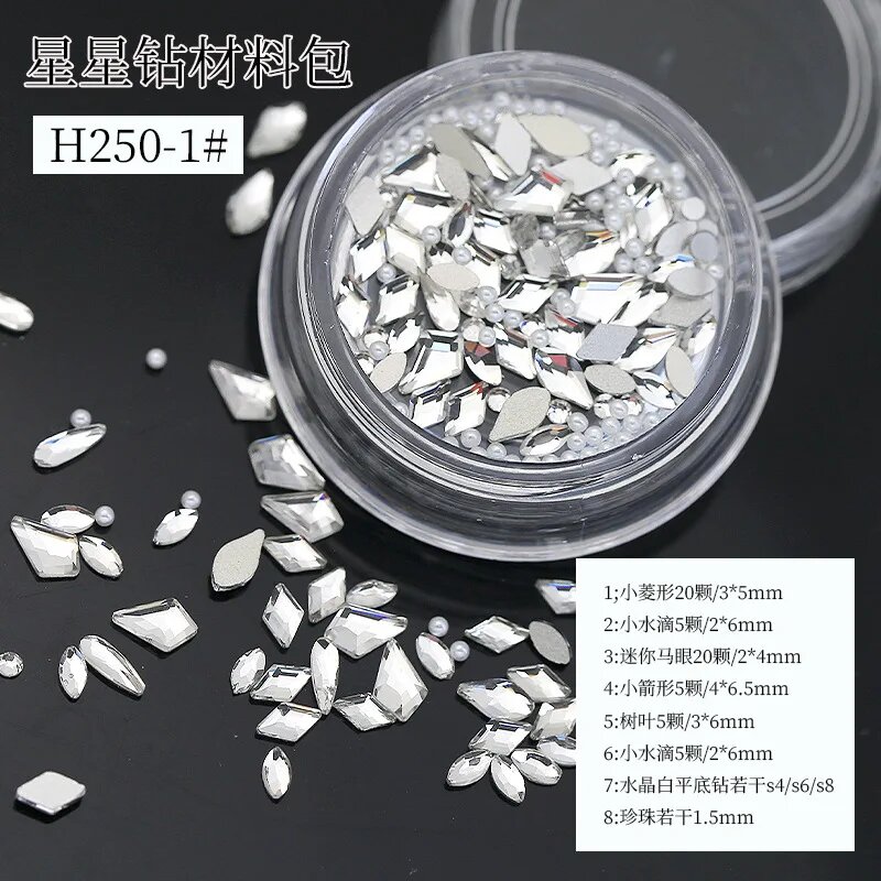 Микс блестящий ромб капля Mar Arrow круглый белый бриллиант жемчуг дизайн ногтей стразы украшения маникюр звездный лепесток очаровательный материал