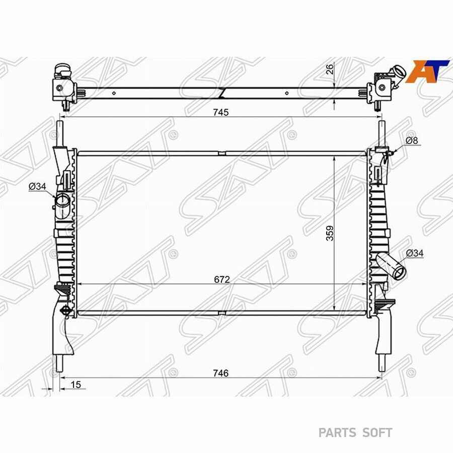 Радиатор Ford Transit 06-14 от официального дистрибьютора, SAT, артикул FD000606