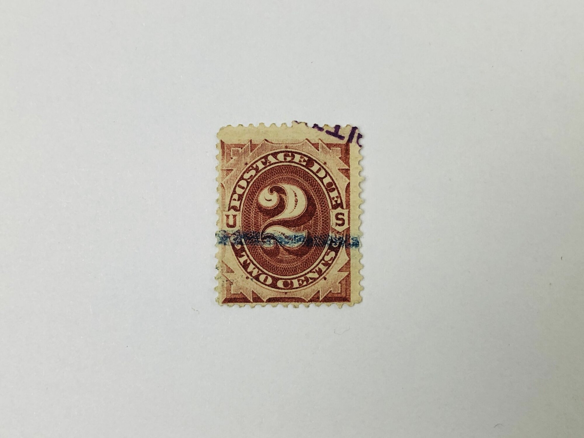 American Bank Note. Доплатная марка. 2 цента. Другое. США. 1891. Скотт: US J23; Mi: US P9. Гашен