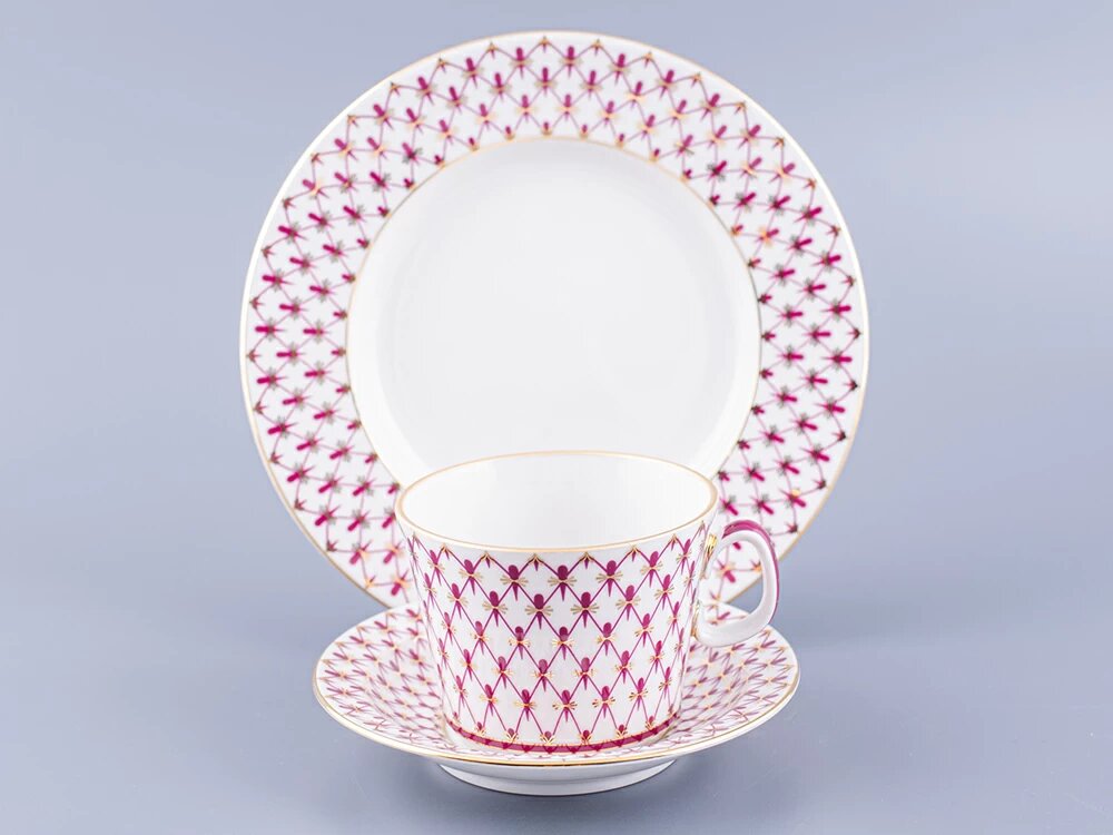 Чайный комплект "Сетка-Блюз" форма Молодежная, 250 мл, Императорский фарфоровый завод