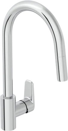 Смеситель для кухни VitrA Flow Soft A43445EXP с поворотным изливом, хром, глянцевый, однорычажный, латунный, с керамическим картриджем