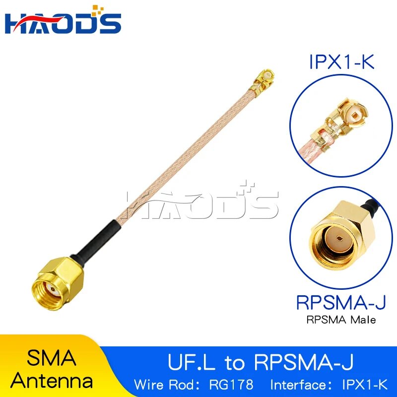 5 шт. HAODS SMA косичка RP SMA «папа-мама» UF.L IPX IPX1 RG178 5CM, UF. L to RPSMA-J