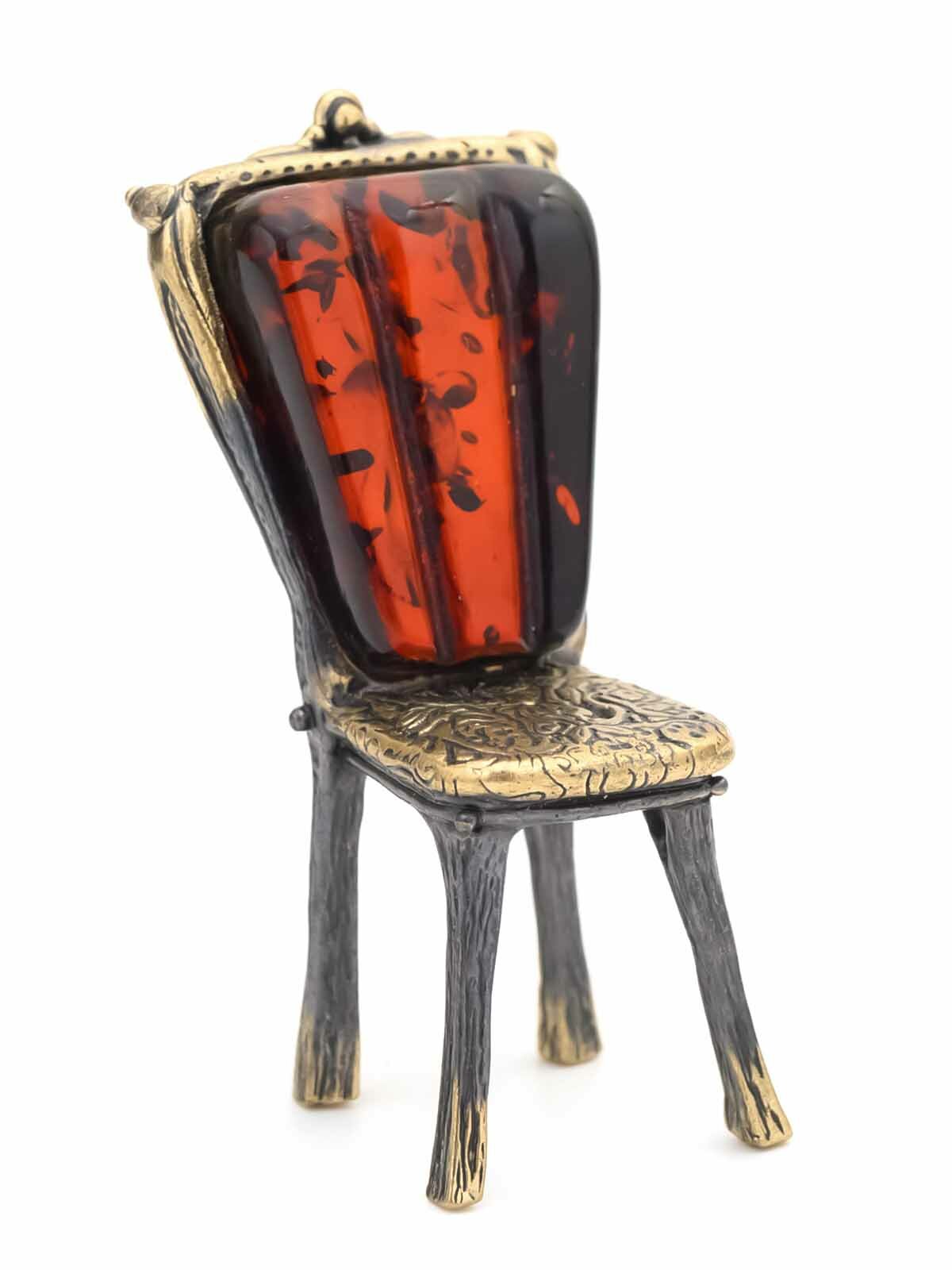 Сувенирная фигурка - Стул Резной, Балтийский Янтарь, 5,7 см