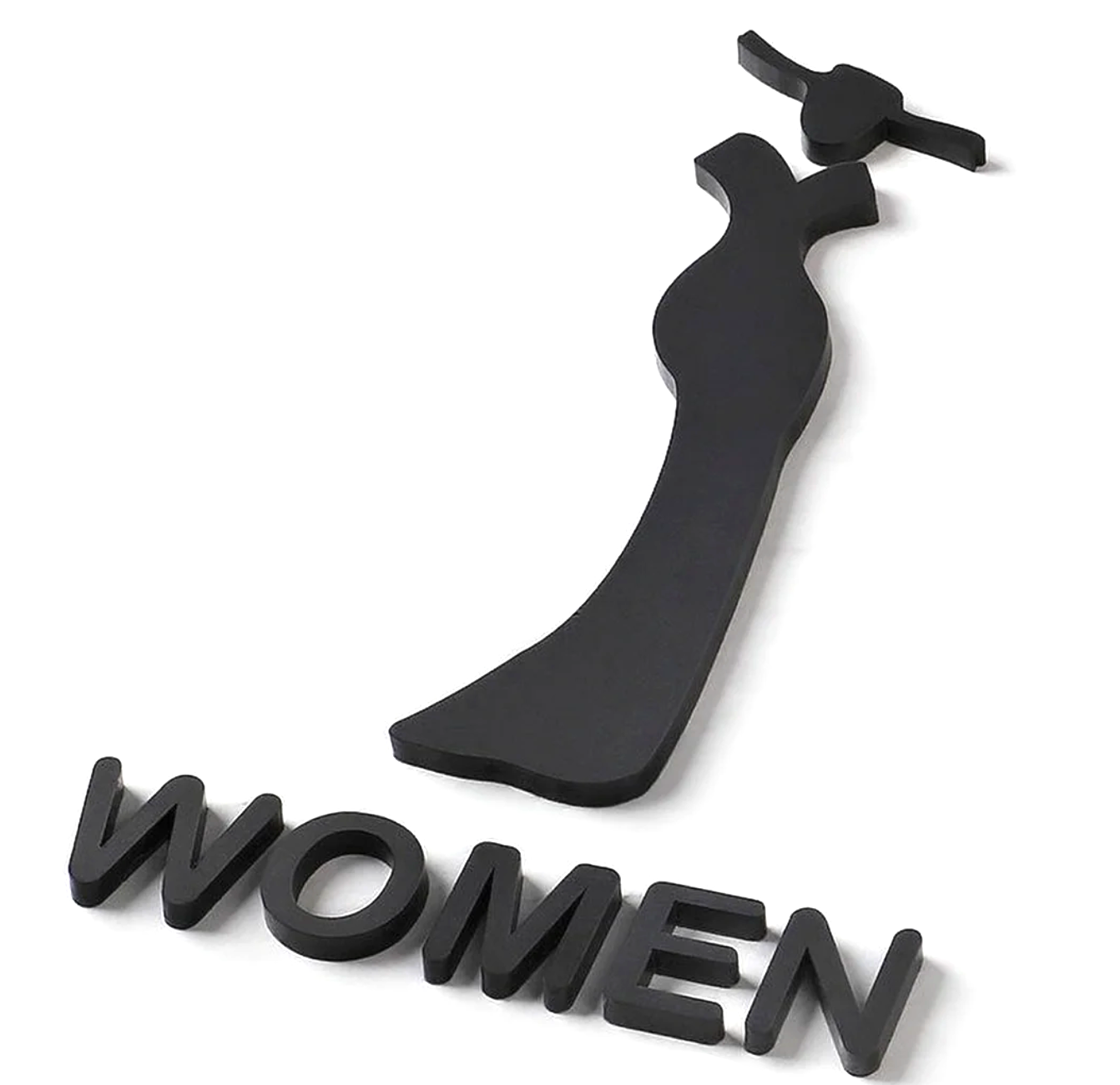 1 шт./лот акриловая табличка для туалета – этикетка для женского туалета – 3D-дизайн с женским силуэтом, самоклеящаяся наклейка из ПВХ, табличка для офиса или общественного туалета, 25 x 8,5 см