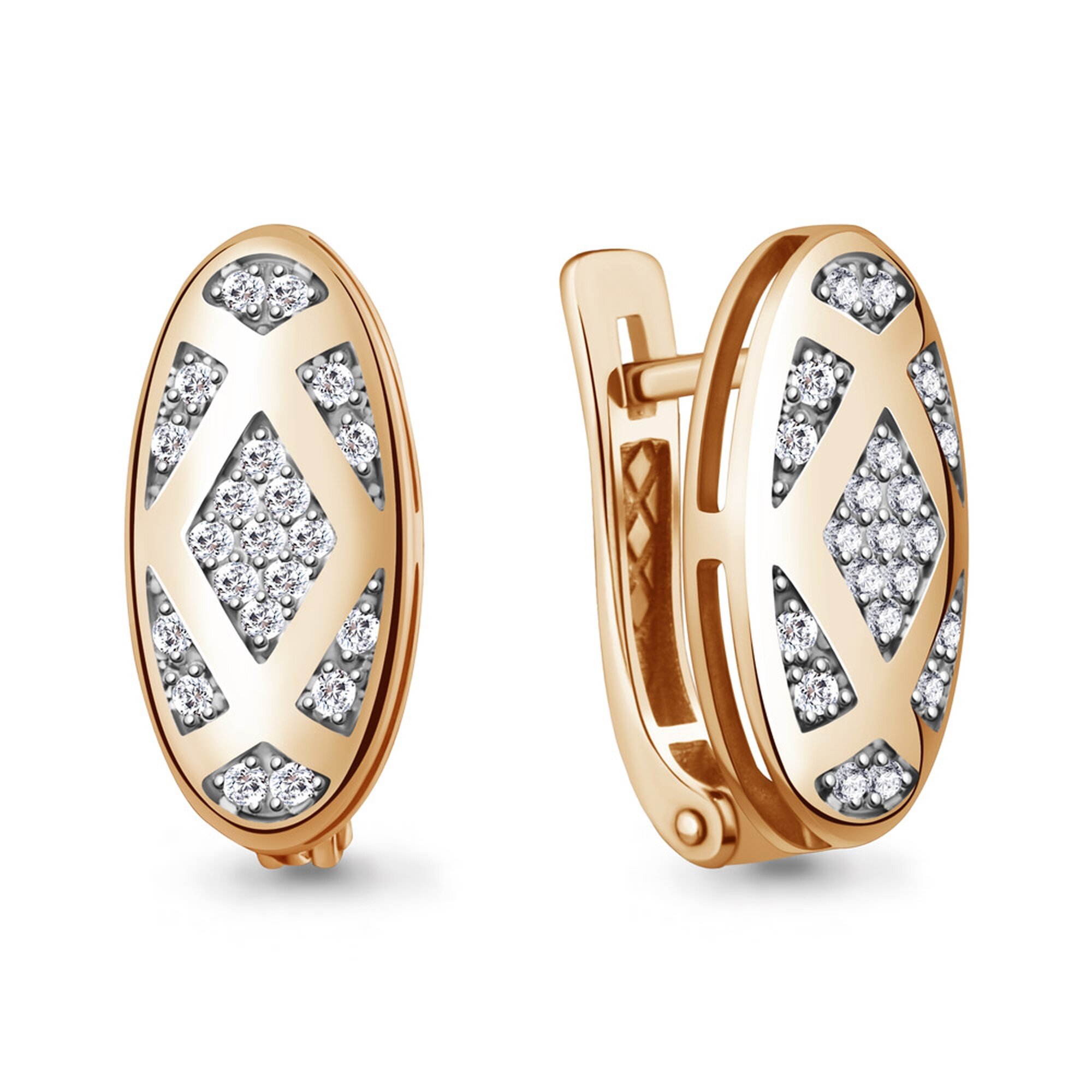 Серьги Diamant online, красное золото, 585 проба, бриллиант