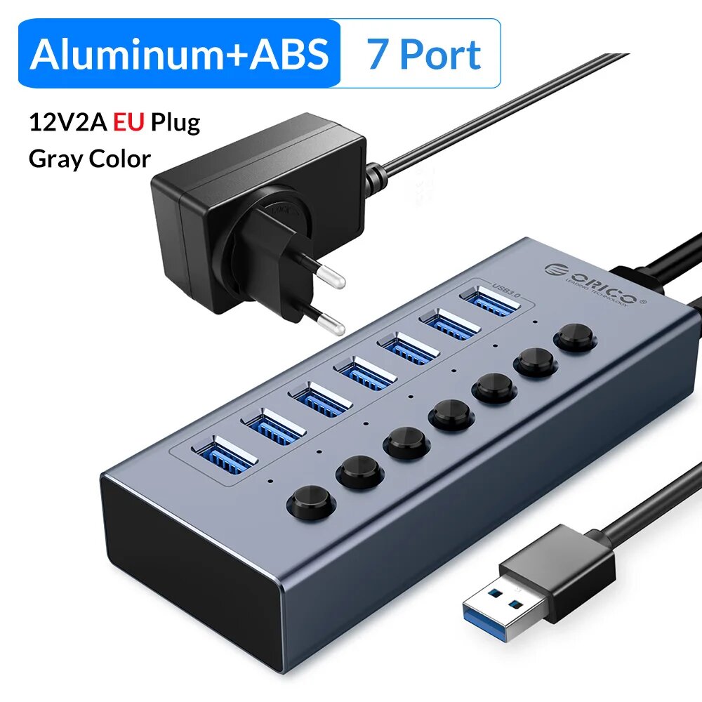 ORICO USB 3.0 концентратор 7/10/13/16 портов Aluminum 7 Port