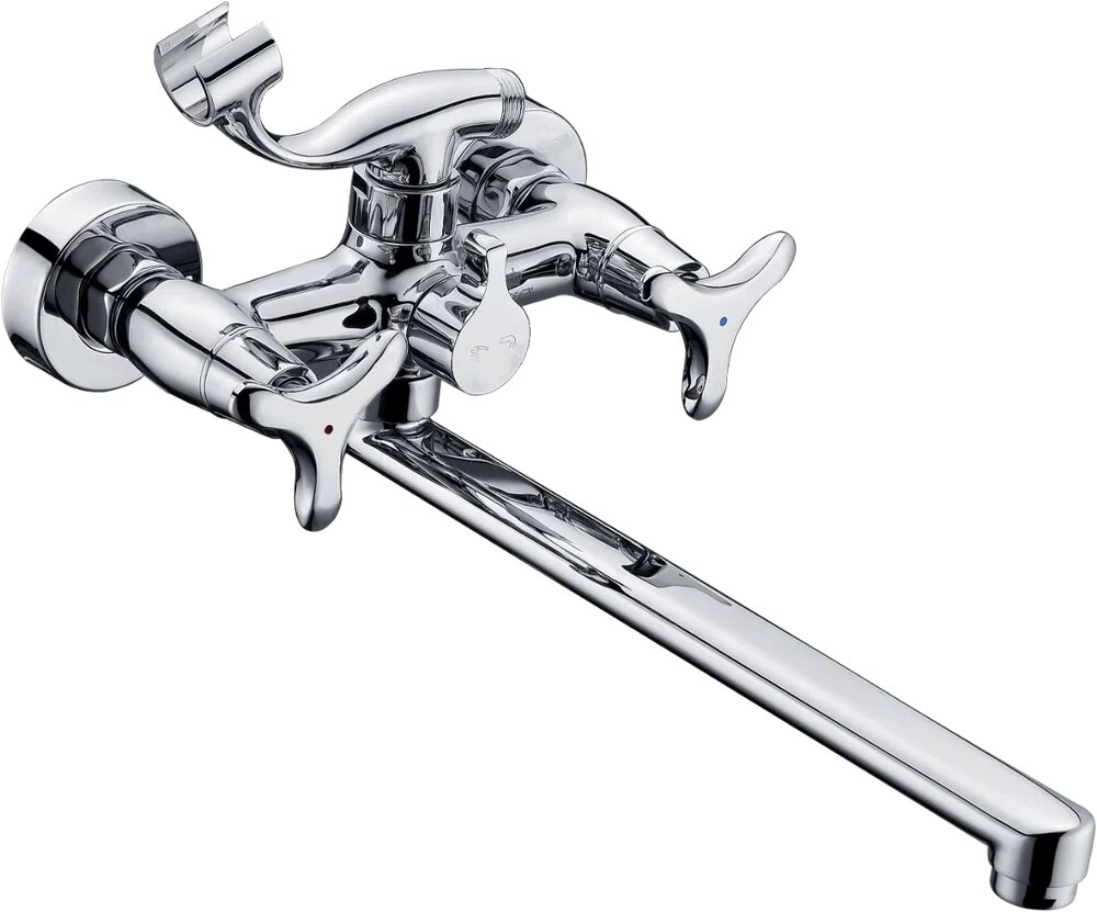 Смеситель для ванны с душем Kaiser Trio 57055 настенный, с поворотным изливом, хром, глянцевый, латунный, без лейки