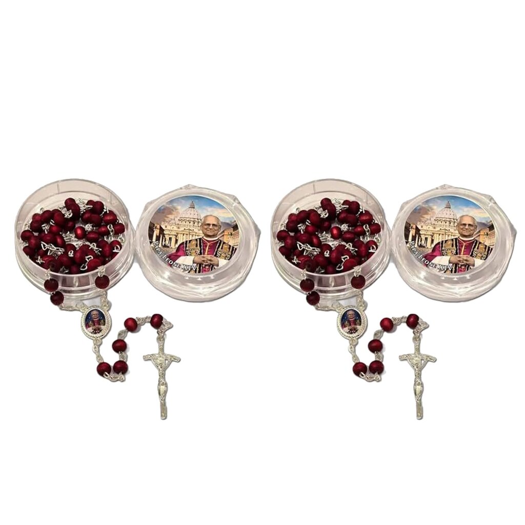 Папа Римский Лев XIV Ароматизированные Деревянные Четки с Лепестками Красных Роз, Четки Божественного Милосердия Ручной Работы, Католический Верующий Подарок для Женщин Мужчин
