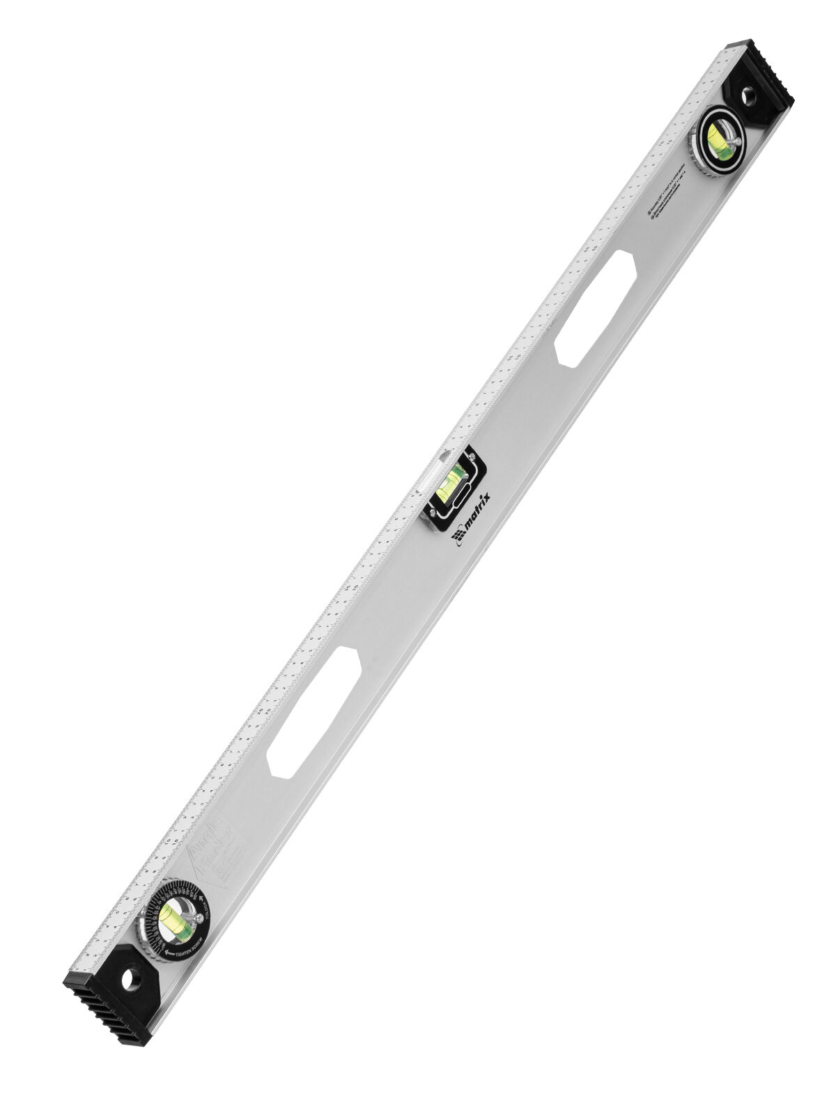 Уровень алюминиевый Matrix "Рельс" 800 мм, 3 глазка (1 поворотный) 34026