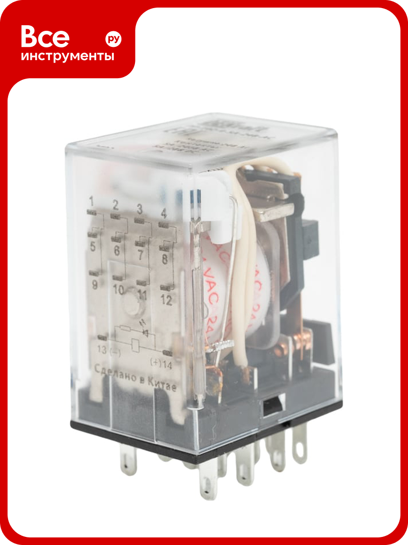 Промежуточное реле DEKraft ПР-102, 4 конт, 5 А, 24 В, тип АС 23895DEK для управления нагрузками