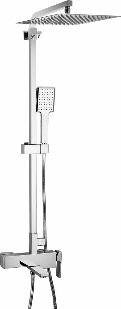 Душевая стойка Gappo G18 G2418 со смесителем, хром, глянцевая, душевая система с тропическим душем, с изливом, с лейкой, латунная, рычаг сбоку