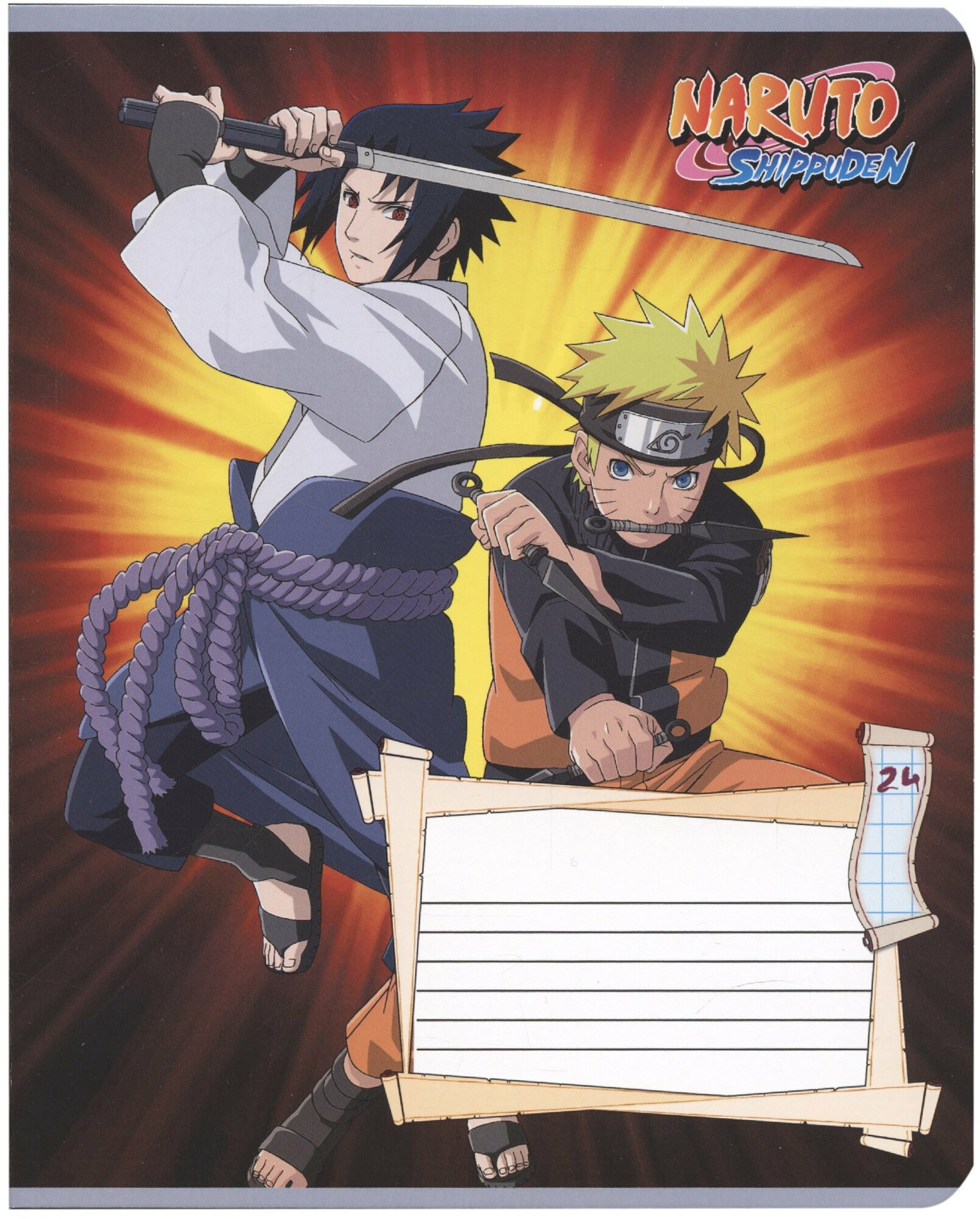 Тетрадь в клетку Naruto, 24 листа, в ассортименте