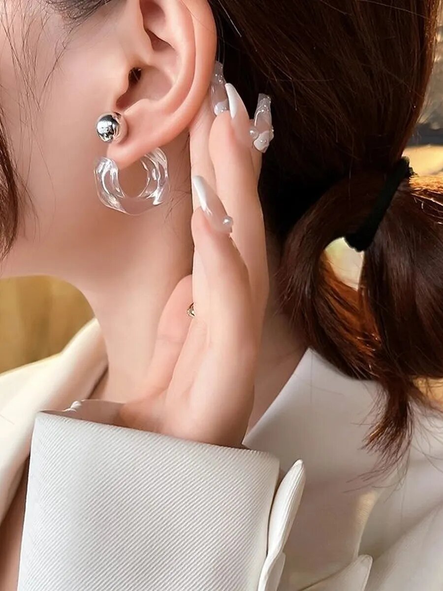 Серьги пусеты, с подвесками, акрил