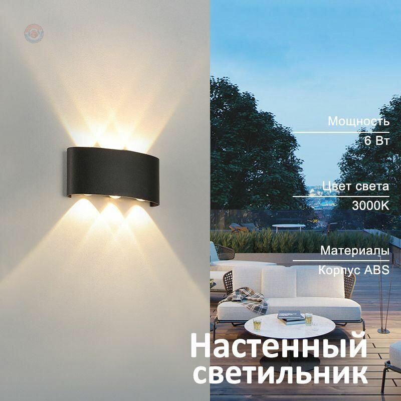 Уличный водозащищённый настенный светильник светодиодный для дома и дачи многоуровневая мощность тёплое освещение терраса веранда садовый фонарь