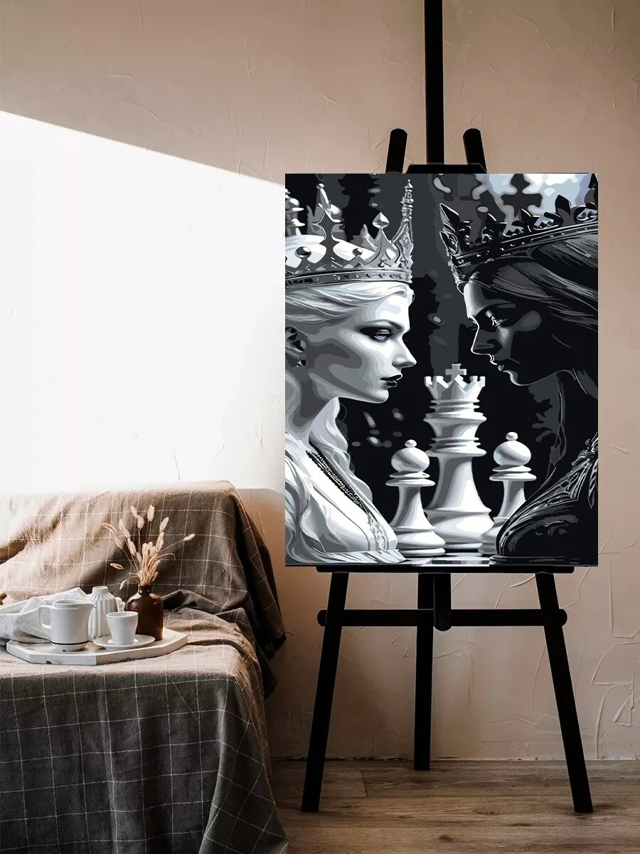 Картина по номерам Шахматы Черная и Белая Королева Фэнтези