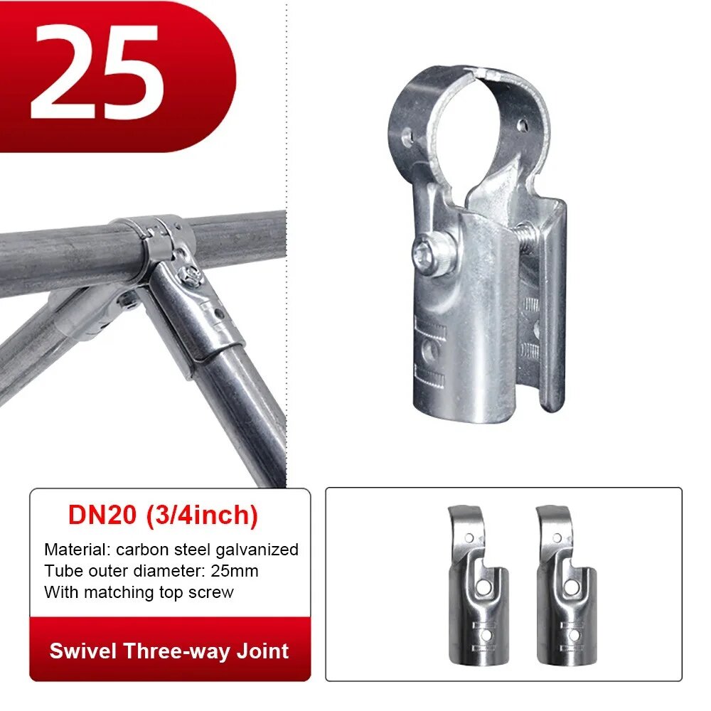 Оцинкованный трубный соединитель из углеродистой стали 20/25/32 мм 25mm swivel three