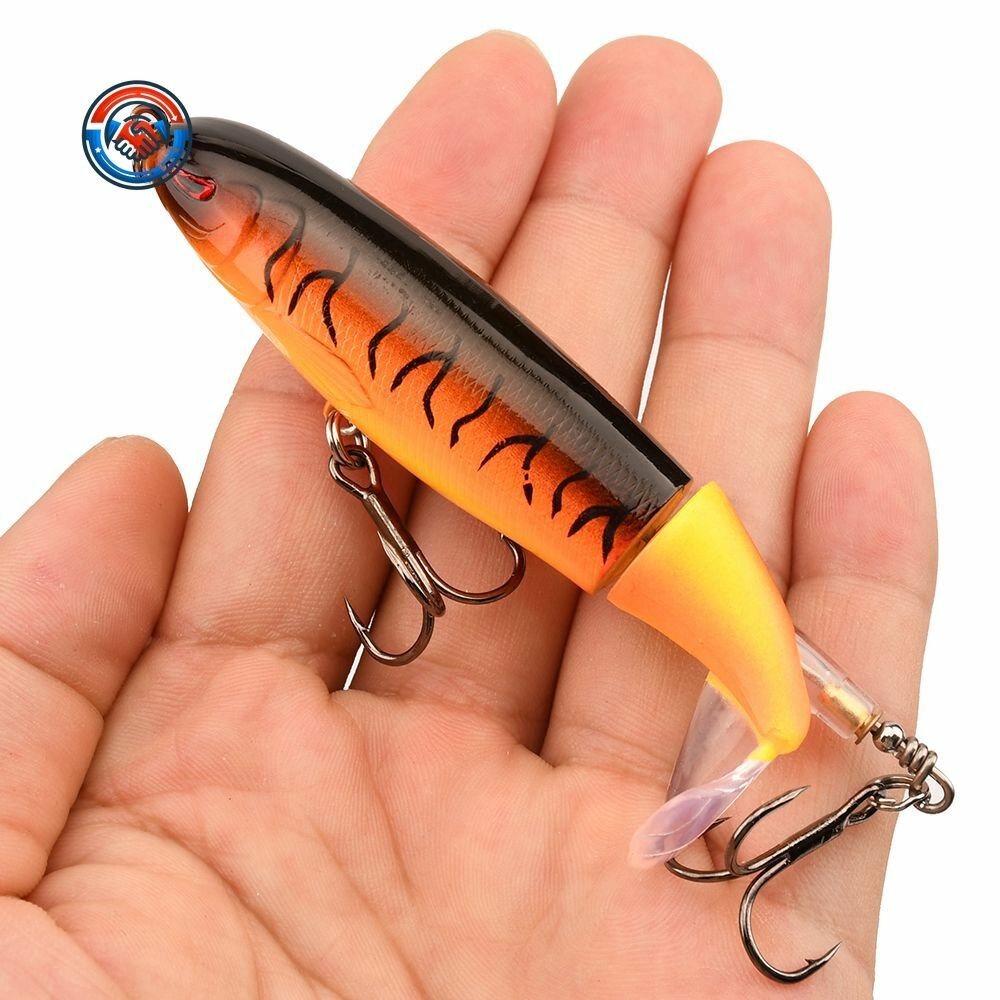 Поппер рыболовный с хвостовой лопастью, пропбейт для спиннинга, воблер поверхностный с вибрацией и звуком, приманка на щуку и окуня, медленная и рывковая проводка