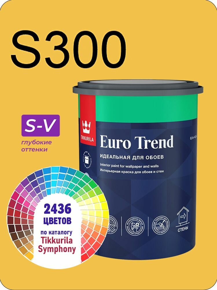 Краска для обоев Tikkurila Euro Trend 0,9л. глубокие оттенки S300