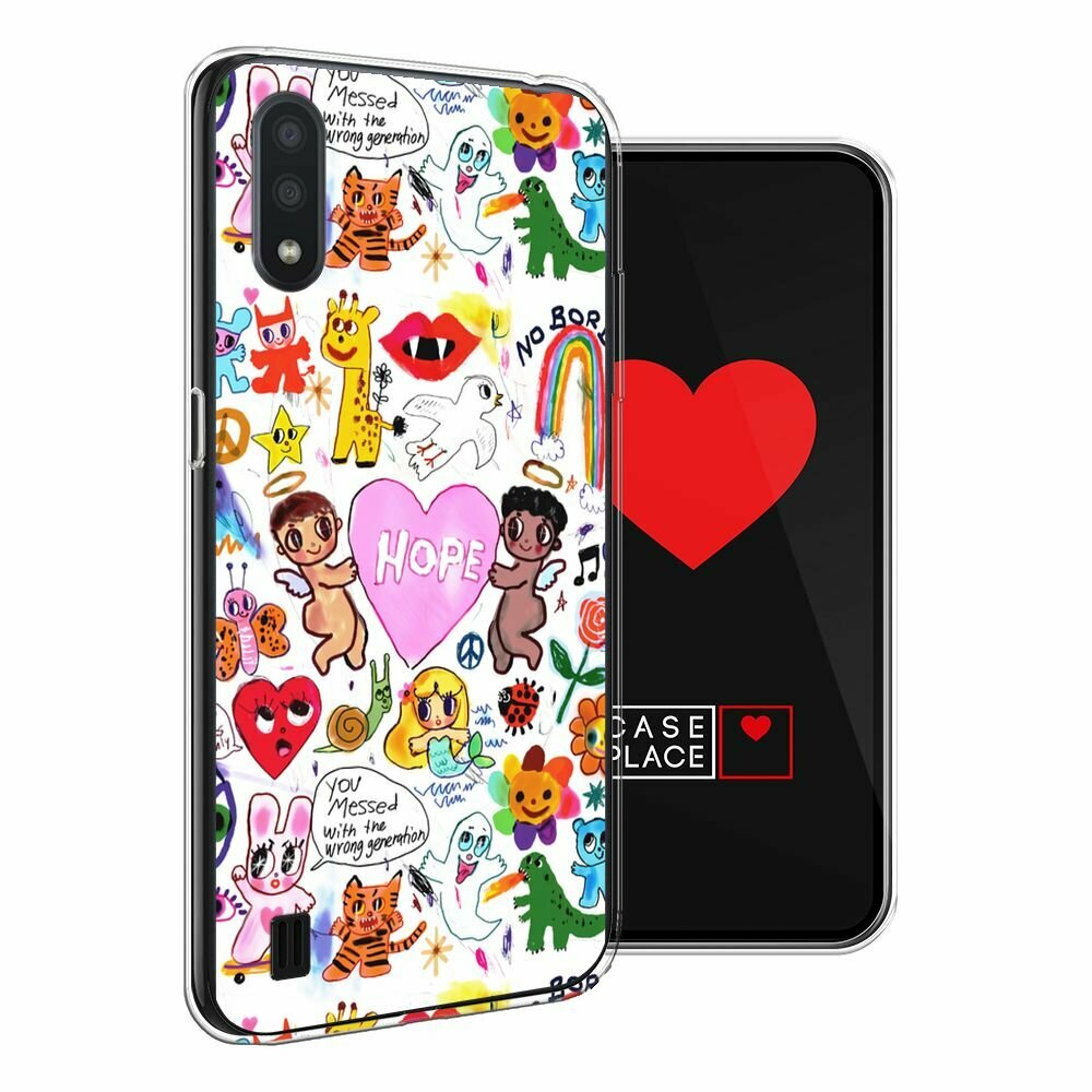Чехол на Samsung Galaxy A01 / Самсунг Гэлакси А01 с принтом "Милые рисунки" — фото 1