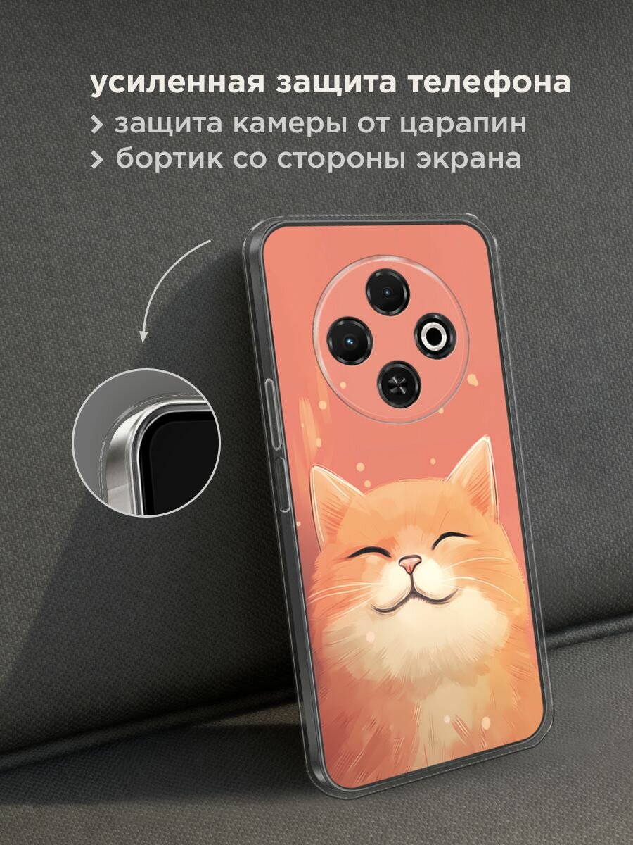 Чехол на Tecno Spark 30C / Текно Спарк 30C с принтом "Довольный рыжий котик" — фото 1