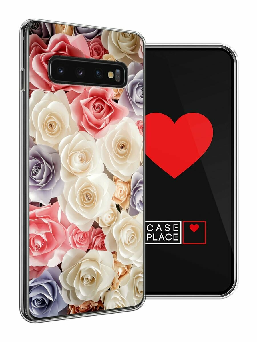 Чехол на Samsung Galaxy S10 / Самсунг Галакси S10 с принтом "Пастельные розы" — фото 1