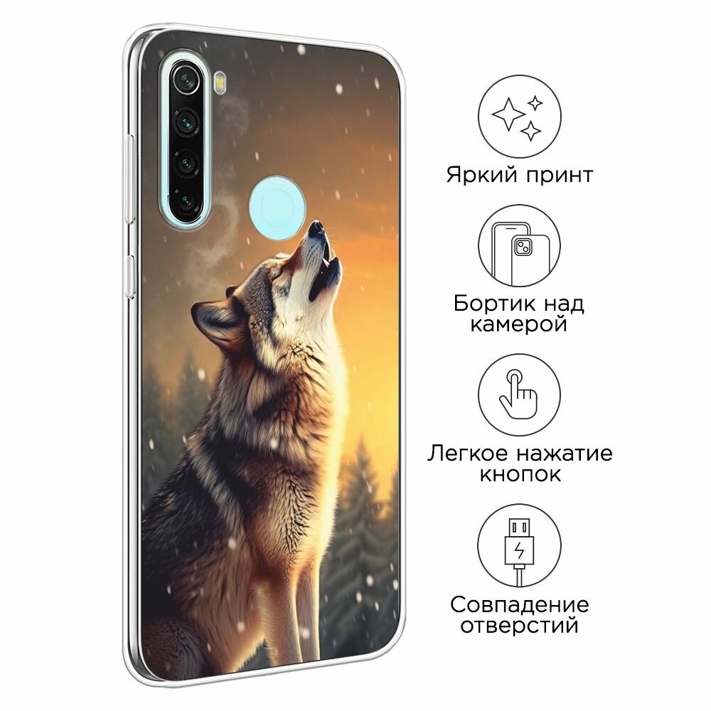 Чехол на Xiaomi Redmi Note 8 / Сяоми Редми Нот 8 с принтом "Воющий волк" — фото 1