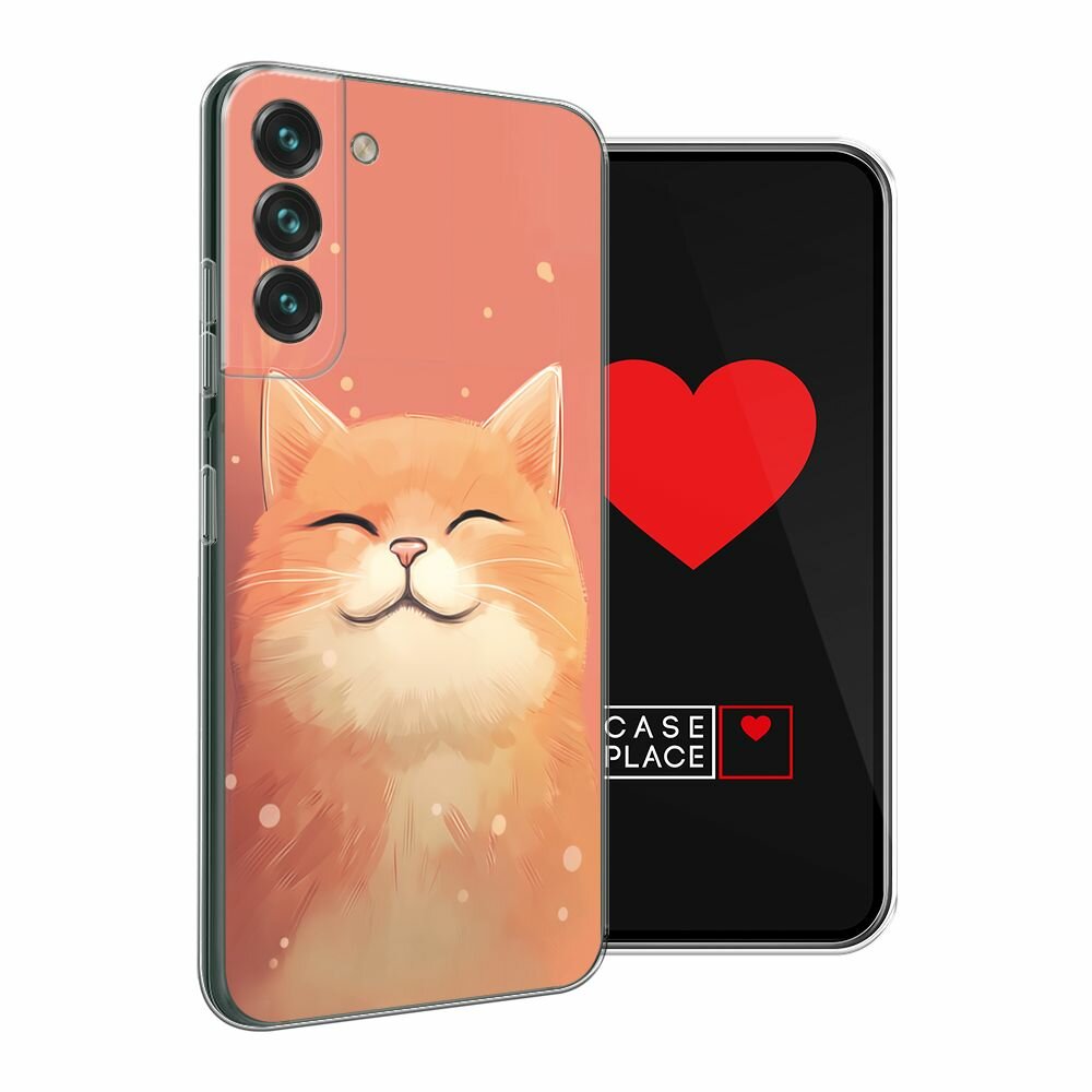 Чехол на Samsung Galaxy S22 + / Самсунг Галакси S22 Плюс с принтом "Довольный рыжий котик" — фото 1