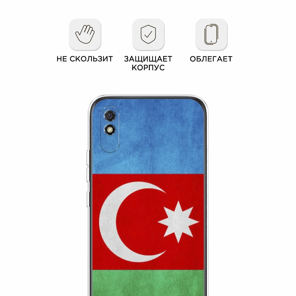 Чехол на Xiaomi Redmi 9A / Сяоми Редми 9А с принтом "Флаг Азербайджана" — фото 1
