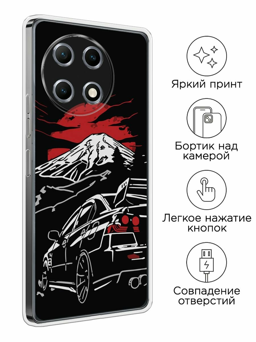 Чехол на Tecno Camon 30S / Текно Камон 30S с принтом "Машина в горах JDM" — фото 1