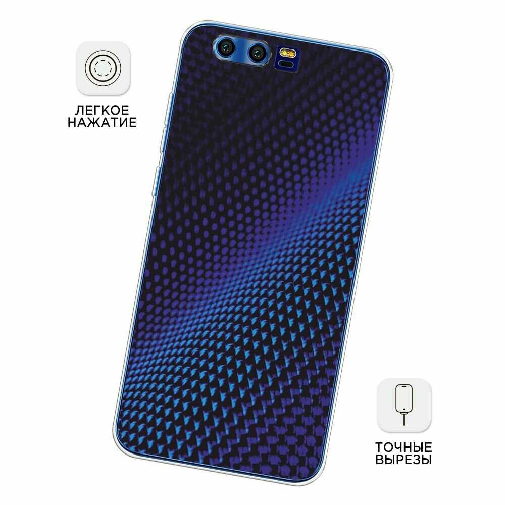Силиконовый чехол на Honor 9 / Хонор 9 с принтом "Синий карбон" — фото 1