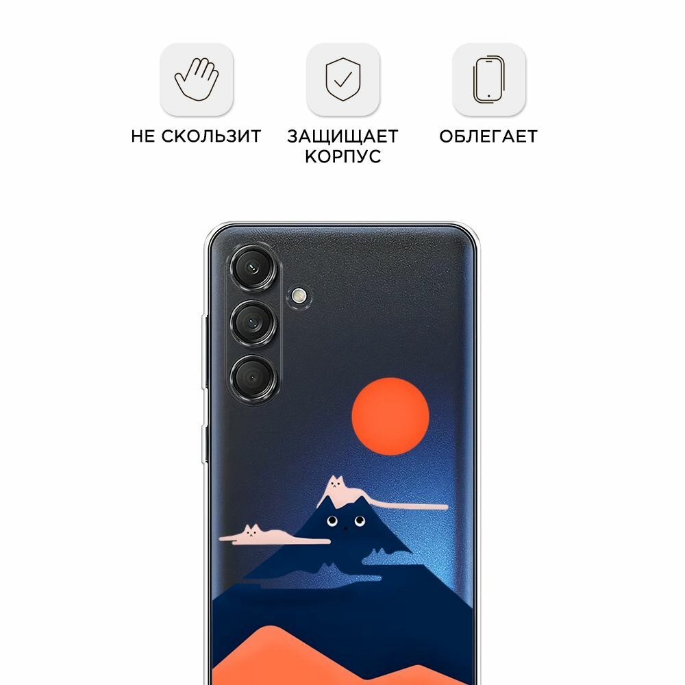 Чехол на Samsung Galaxy M55 / Самсунг M55 с принтом "Кот-гора", прозрачный — фото 1