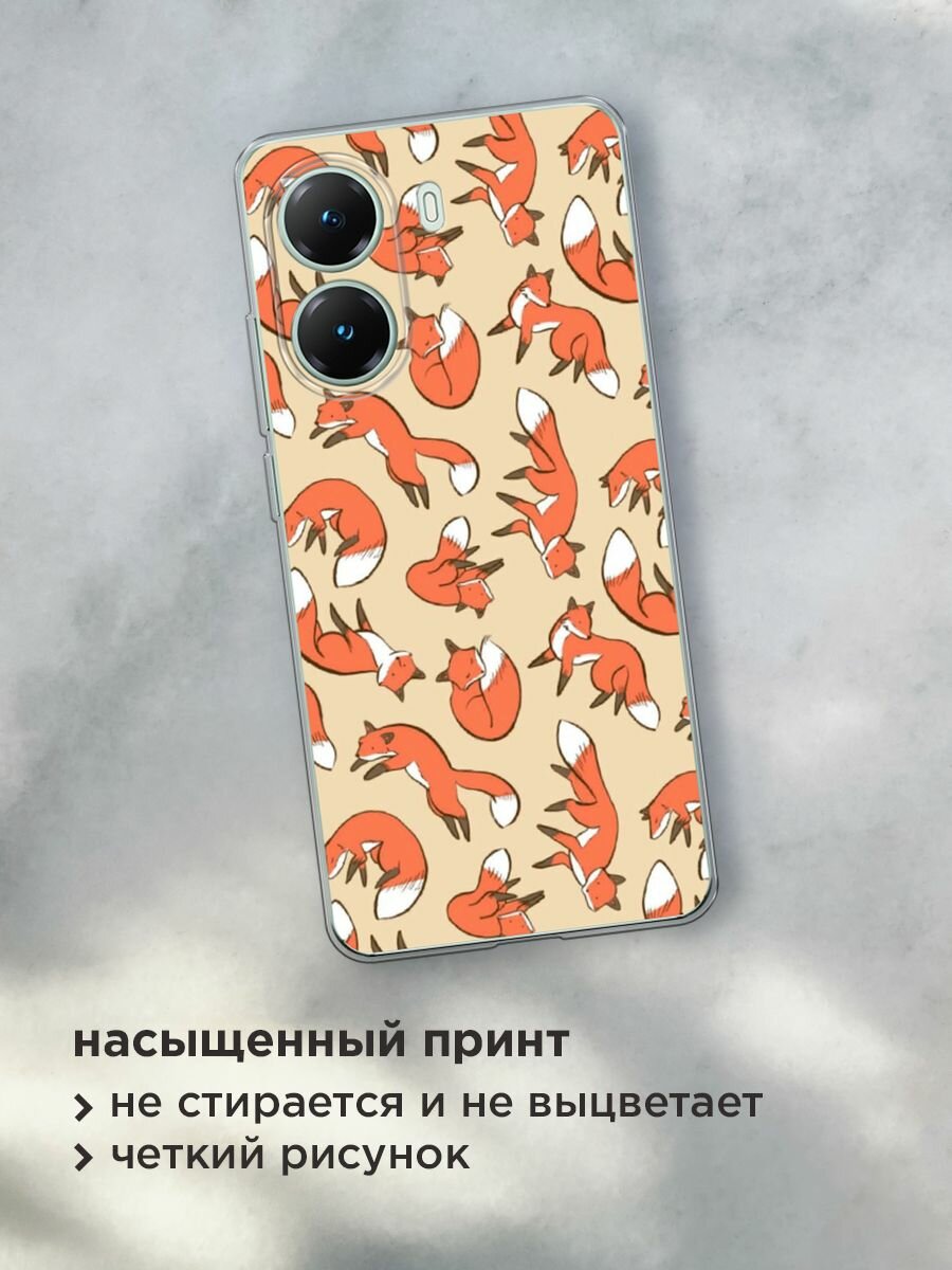Силиконовый чехол на Poco X7 Pro / Поко X7 Про с принтом "Лисички фон" — фото 1