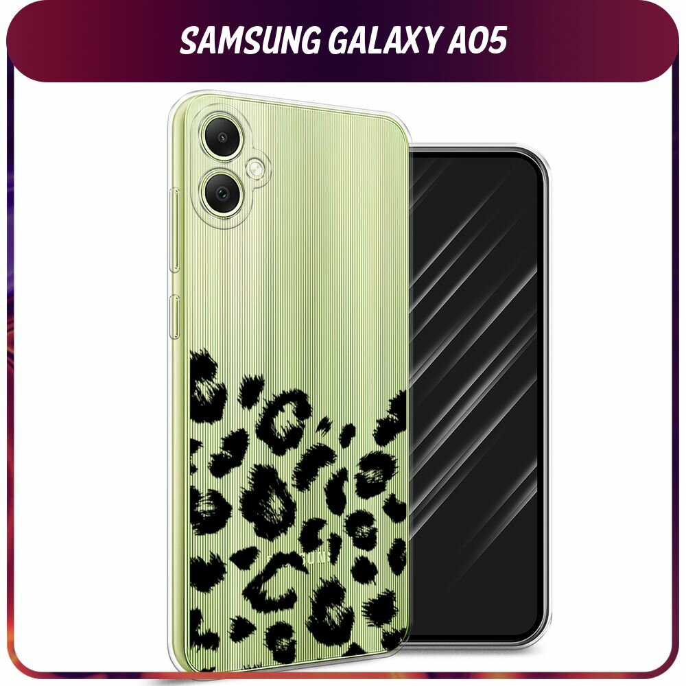 Чехол на Samsung Galaxy A05 / Самсунг Галакси A05 с принтом "Окрас леопарда фон черный", прозрачный