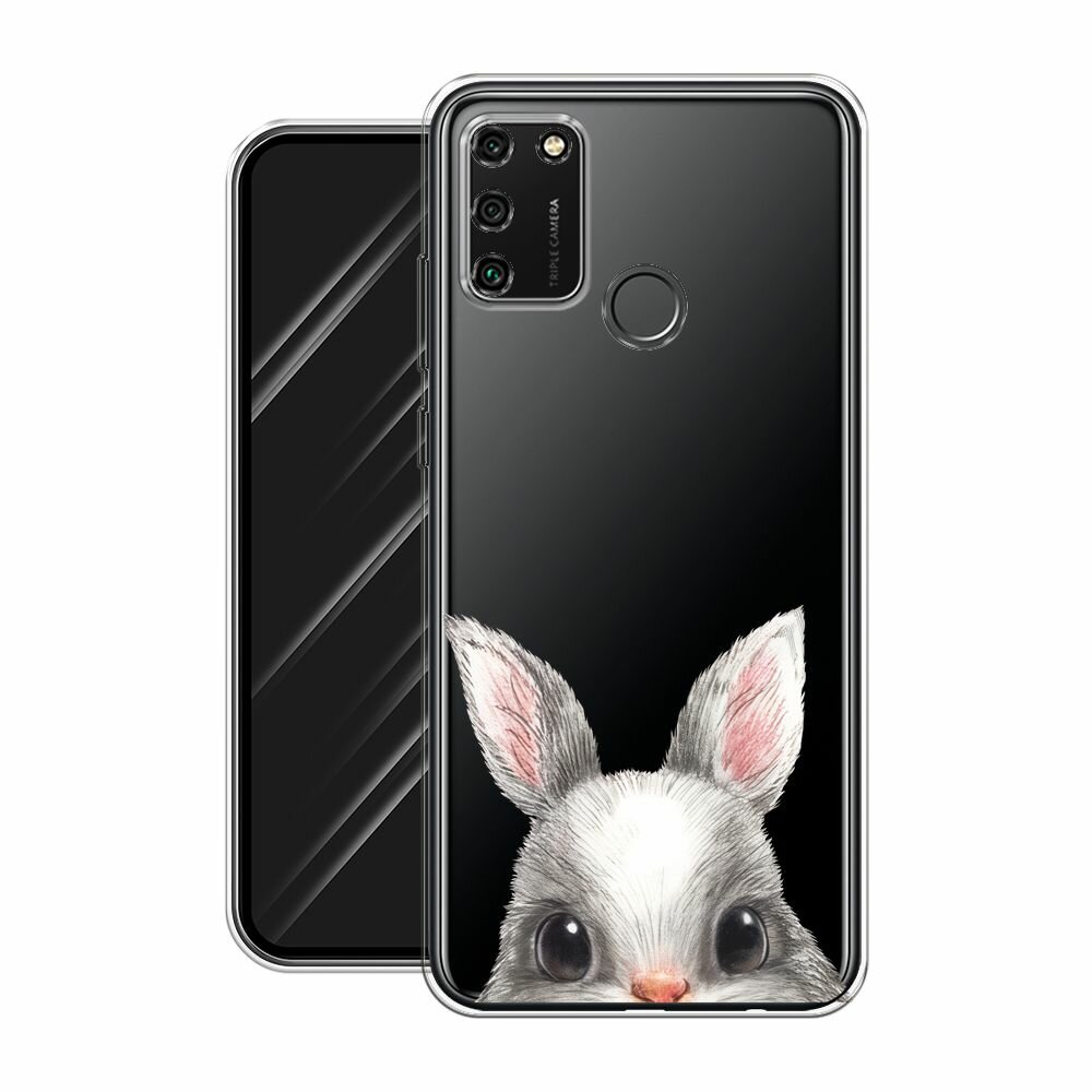 Чехол на Honor 9A / Хонор 9А с принтом "Карандашный кролик 2 - 8 марта", прозрачный — фото 1