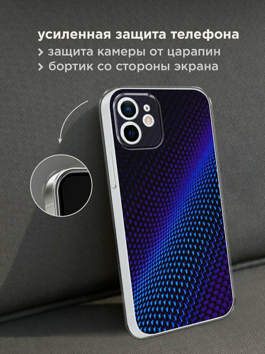 Чехол на Apple iPhone 12 mini / Айфон 12 Мини с принтом "Синий карбон" — фото 1