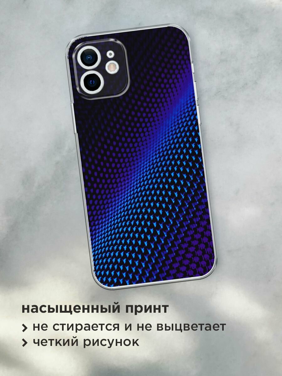 Чехол на Apple iPhone 12 mini / Айфон 12 Мини с принтом "Синий карбон" — фото 1