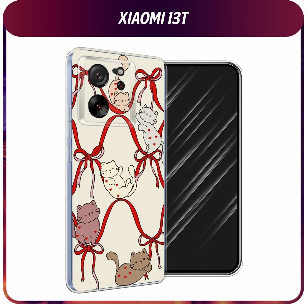 Чехол на Xiaomi 13T / Сяоми 13T с принтом "Котики в ленточках 1"