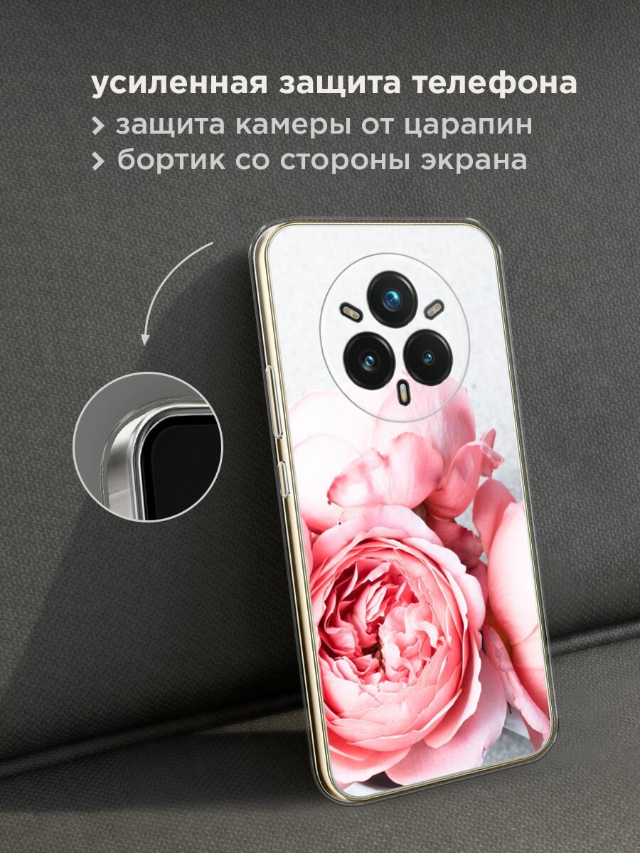 Чехол на Realme 14 Pro+ / Реалми 14 Про+ с принтом "Пионы на белом" — фото 1