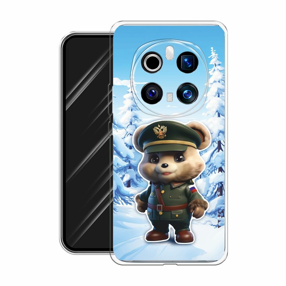 Чехол на Honor Magic 7 Pro / Хонор Мэджик 7 Про с принтом "Мишка в форме 1 - 23 февраля" — фото 1