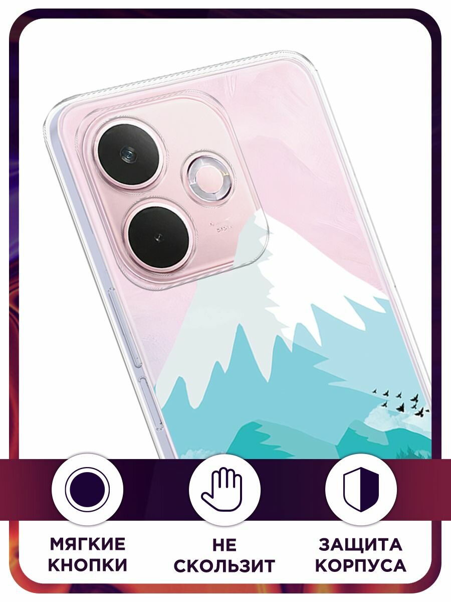 Чехол на Oppo A5 Pro / Оппо А5 Про с принтом "Синяя снежная гора", прозрачный — фото 1