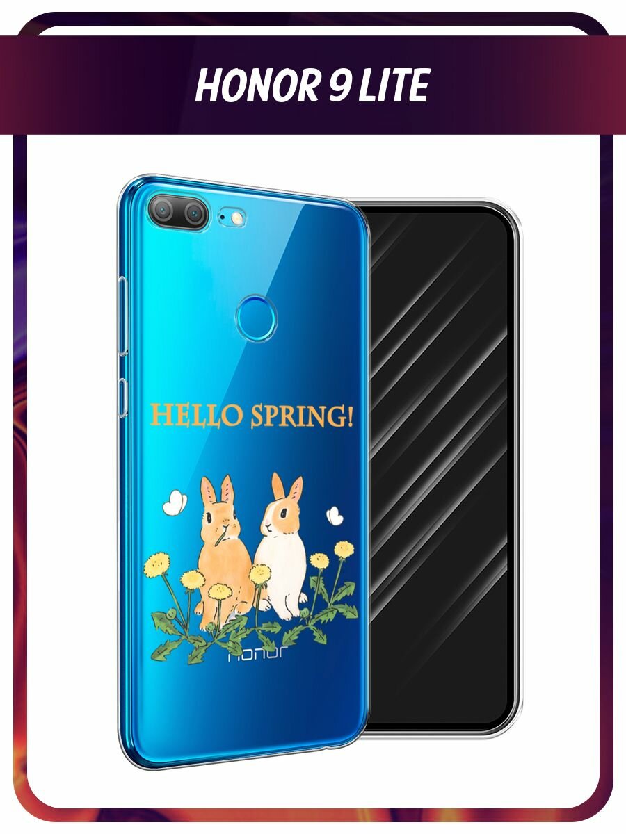 Чехол на Honor 9 Lite / Хонор 9 Лайт с принтом "Весенние кролики", прозрачный