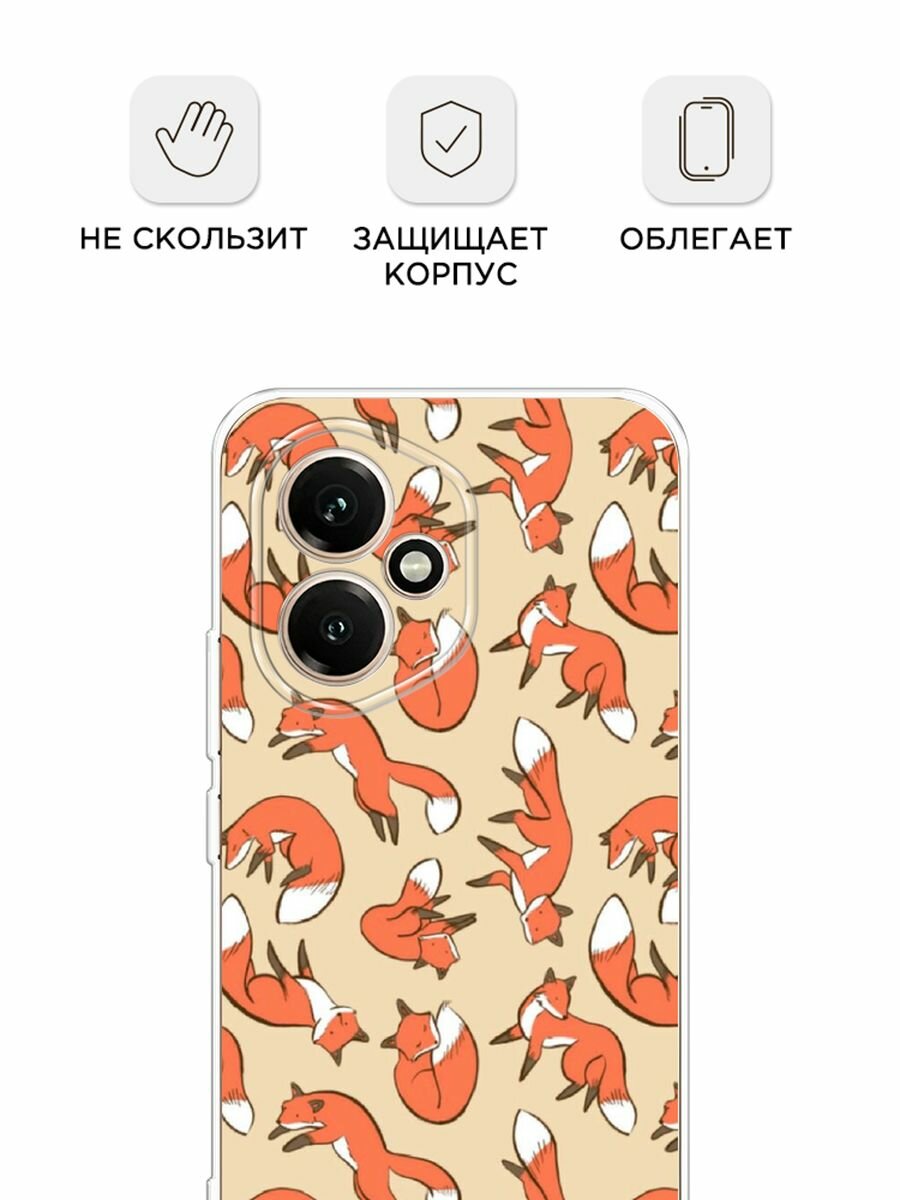 Силиконовый чехол на Honor 400 / Хонор 400 с принтом "Лисички фон" — фото 1