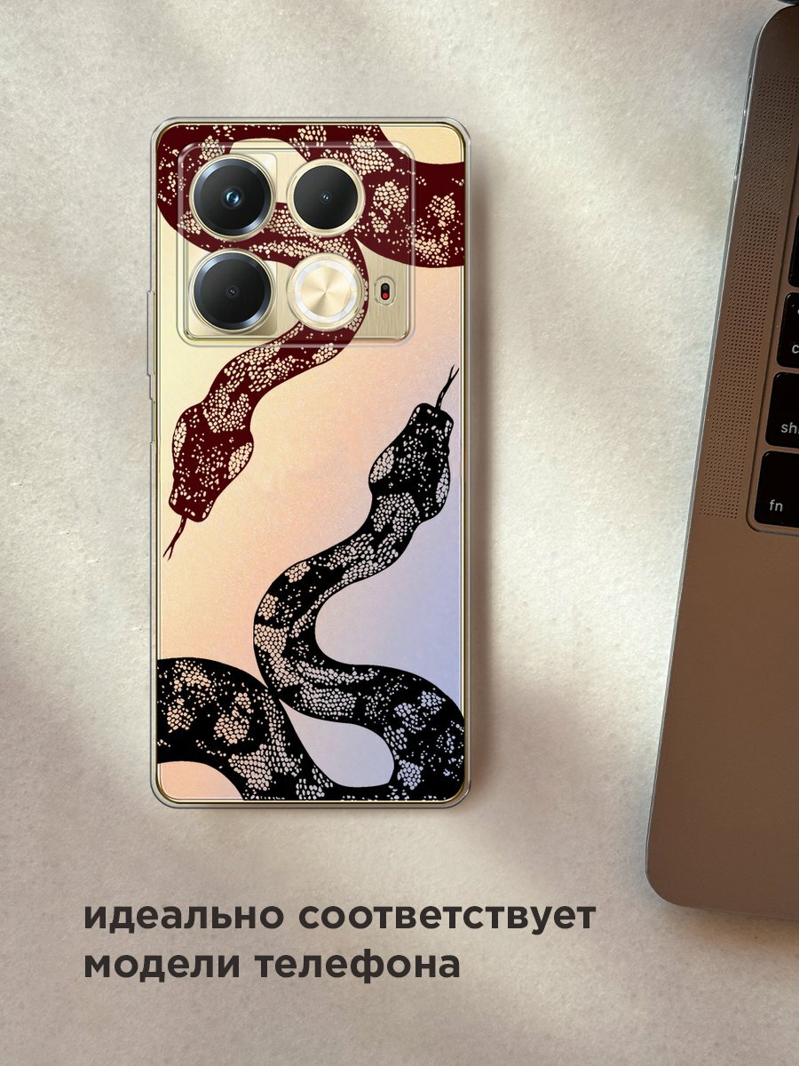 Чехол на Infinix Note 40 / Инфиникс Нот 40 с принтом "Силуэты змей 2", прозрачный — фото 1
